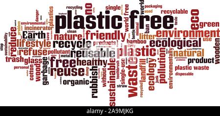Plastic free word cloud concept. Collage made of words about plastic ...
