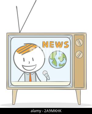 Media anchor. Newscaster person presentation global news report, tv ...