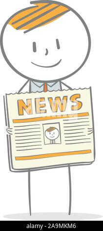 Doodle stick figure: Businessman holding a lightbulb idea symbol ...