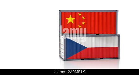 Two freight container with Czech Republic and Democratic Republic of ...