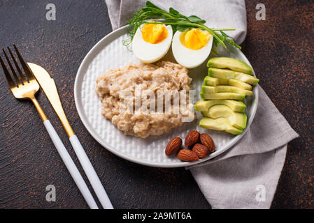 Healthy balanced breakfast in plate Stock Photo - Alamy