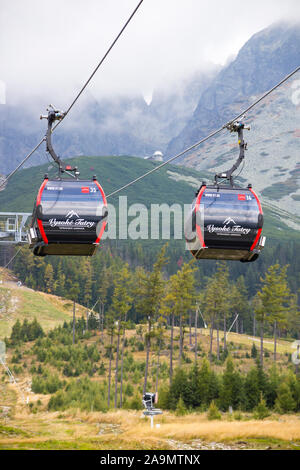 Tatranska Lomnica, Tatra Mountains / Slovakia - 2019/06/28: Cable car ...