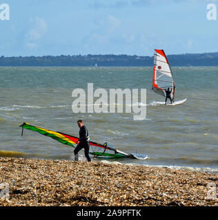 The beach at Meon Shore, Hampshire. The Titchfield Haven National ...
