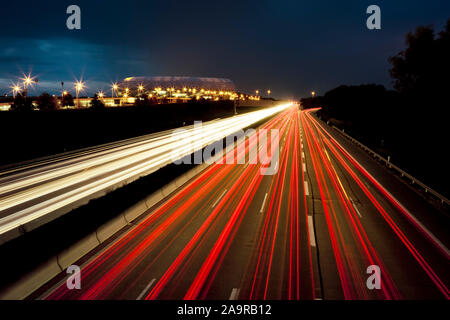 An image of red and white car lights speed lines Stock Photo - Alamy