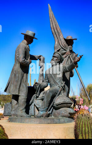 Historical landmark sculpture of the capture of Tucson in 1846 from the ...
