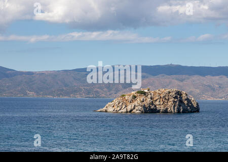 At the beach Plakes, in Hydra island, Greece, Mediterranean, Europe ...