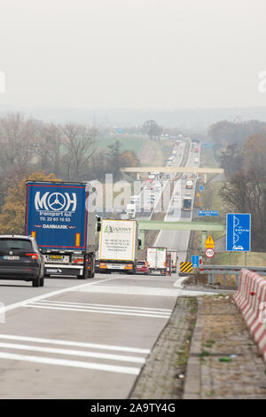 Vehicles seen on the A4 route near Legnickie Pole village.Autostrada A4 ...