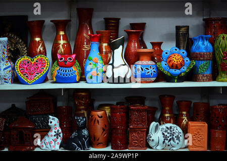 Traditional bangladeshi handmade ceramic pottery shop beside the street ...
