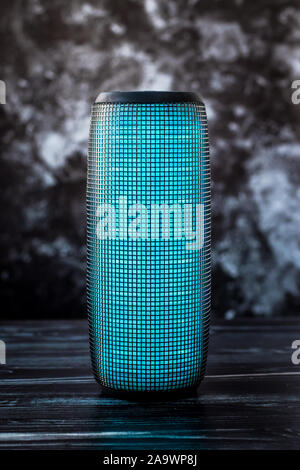 Wireless portable speaker on dark background, closeup Stock Photo - Alamy