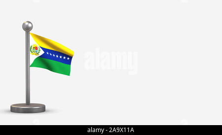 Apure 3D waving flag illustration on a tiny metal flagpole. Isolated on ...