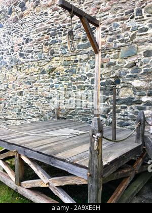 Reconstruction of old wooden gallows for execution of people in the ...