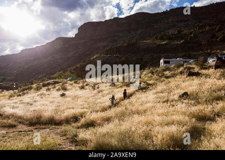 children hiking at sunset,Pilar, NM Stock Photo - Alamy