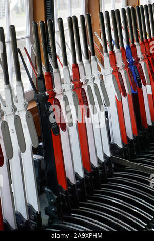 Old railway signal box and manual swing gates on the Lavender Line ...