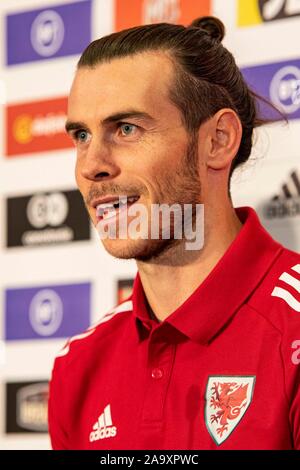 Cardiff, Wales 18/11/19. Gareth Bale of Wales at Wales v Hungary Match ...