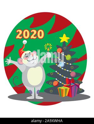A Cute Cartoon design concept of christmas tree with giftbox singing a ...