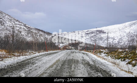 winter wonderland between Tromvik and Rekvik on Kvaløya, North Norway ...