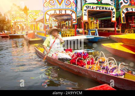 Colorful traditional mexican boats trajineras Stock Photo - Alamy