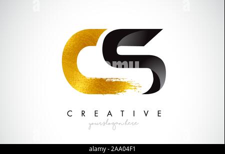 CS Letter Design with Brush Stroke and Modern 3D Look Vector ...