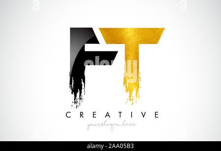 FT Letter Design with Brush Stroke and Modern 3D Look Vector ...