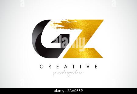 GZ Letter Design with Brush Stroke and Modern 3D Look Vector ...