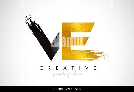 VE Letter Design with Brush Stroke and Modern 3D Look Vector ...