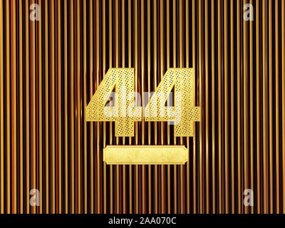 number 44 (number forty-four) perforated with small holes on the metal ...