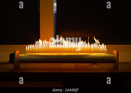 Rubens standing wave flame tube with flames showing resonance in a ...