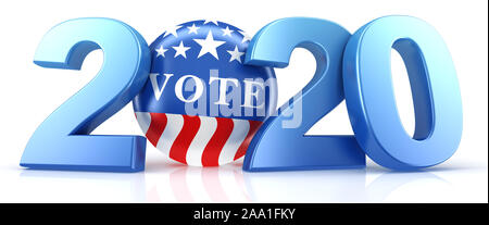 Vote 2020. Red, white, and blue voting pin in 2020 with I Voted text ...