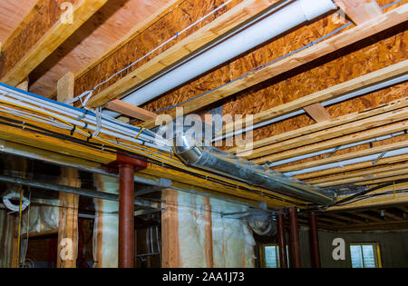 Electrical wiring installed in residential home contruction in the ...