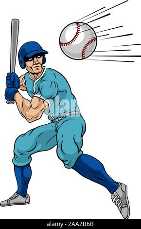 A cartoon illustration of a muscular baseball player flexing Stock ...