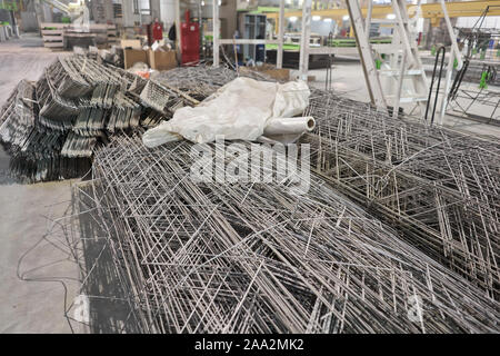 Reinforcing workshop, production and manufacturing plant background ...
