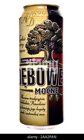 Beer can: Polish 'Debowe Mocne' Stock Photo - Alamy