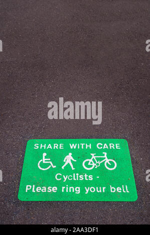 Concept of share with care. Traffic sign for pedestrian and cyclist ...