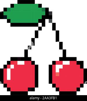 Cherry pixel art. Cherries 8 bit. pixelated Vector illustration Stock ...