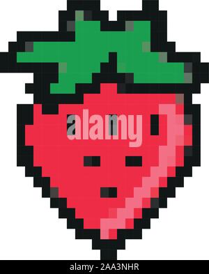 Strawberry pixel art isolated. Berry 8bit. Vector illustration 8 bit ...