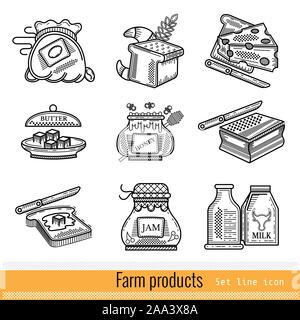 Farm products icon set in realistic 3d design. Bundle of milk, cheese ...