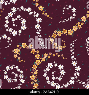 Hand drawn swirl rose flower pattern seamless repeat background Stock ...