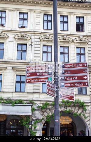 Street signs in Prague. Architecture of Prague old town Stock Photo - Alamy