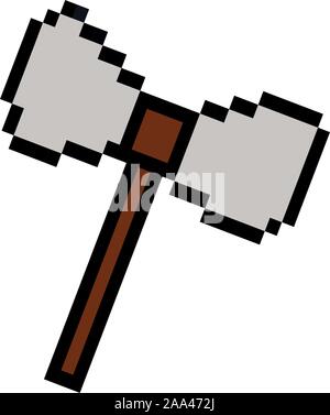 Hammer pixel art isolated. 8 bit sledgehammer. pixelated Blacksmith tool Vector illustration ...