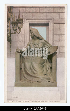 Art Bela L Pratt Statue at Entrance Boston Public Library Stock Photo ...