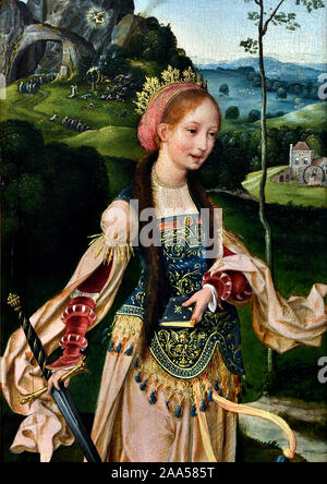 Triptych with the Adoration of the Magi (3 panels) 1520 by Joos van Cleve (1485 - 1541) German ...