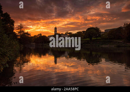 Autumn sunset at Highfields Park, Nottingham England UK Stock Photo - Alamy