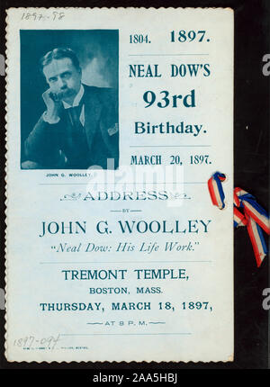The Banquet and Jubilee for Hon. Neal Dow, hosted by the Massachusetts ...