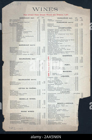 INCLUDES PRICED WINE LIST ON BACK OF MENU; STEAMSHIP FLAG AT TOP OF ...