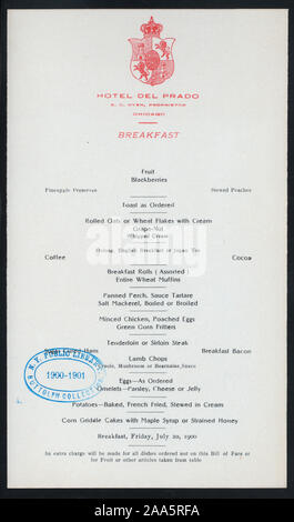 HOTEL SEAL AT TOP OF MENU; BREAKFAST [held by] LONG BEACH HOTEL [at ...