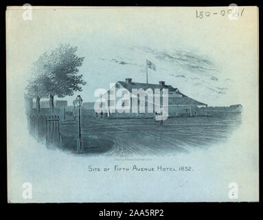 DRAWING OF HOTEL IN 1852; GRAY; BREAKFAST [held by] FIFTH AVENUE HOTEL ...