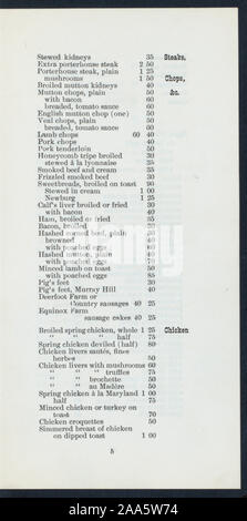 4 PAGES OF AVAILABLE ITEMS WITH PRICES; BREAKFAST [held by] MURRAY HILL ...