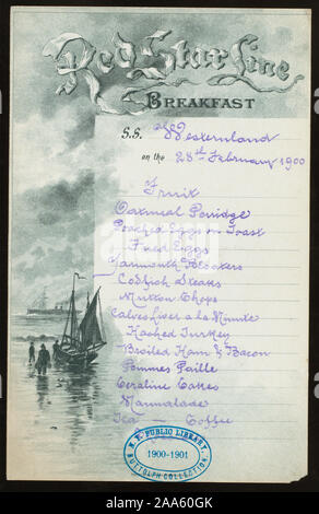 BREAKFAST (held by) RED STAR LINE (at) S.S. WESTERNLAND (SS;) (NYPL ...