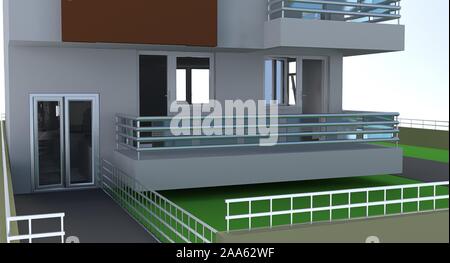 An architectural tonos roof project, 3d rendering Stock Photo - Alamy