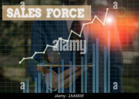 Word writing text Sales Force. Business photo showcasing they are ...